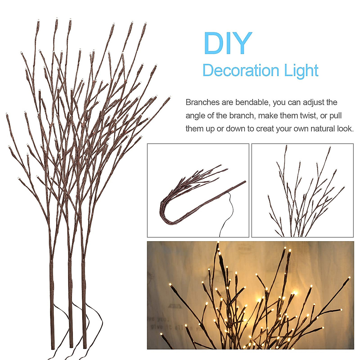 The Light Garden WLWB96 Electric/Corded Willow Branch with 96 LED Lights, 40 Inch