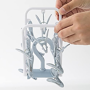 THIDARGO 2 PCS Small Clothes Underwear Drying Racks 12 Clips 360° Rotatable Hook Hanging Drying Rack Foldable Portable Hangers for Drying Gloves Bras Baby Clothes Towel Socks (1Blue+ 1Purple)