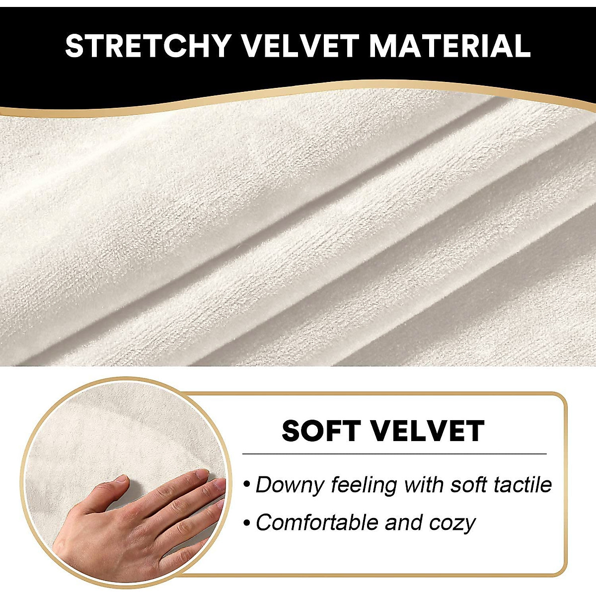 PrinceDeco Recliner Chair Cover Velvet Stretch Recliner Couch Covers 4-Pieces Style Recliner Chair Covers Recliner Cover for Reclining Chair Slipcovers Feature Non Slip Form Fitted Thick Soft, Ivory