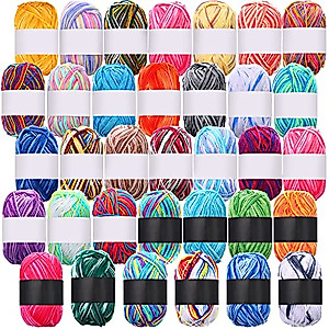 34 Rolls Acrylic Yarn for Crocheting Colorful Knitting Yarn Multi Colored Yarn Soft Rainbow Yarn Crochet Yarn for Crocheting and Knitting Craft Project