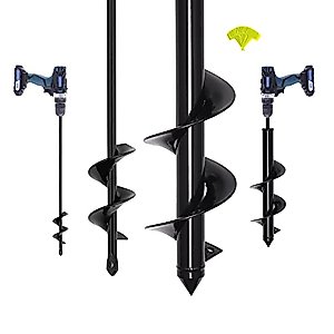 COMOWARE Garden Auger Spiral Drill Bit Set- 3'' x 12" and 1.6'' x 9" Rapid Planter for 3/8” Hex Drive Drill - for Tulips, Iris, Bedding Plants and Digging Weeds Roots, Post Hole Diggers
