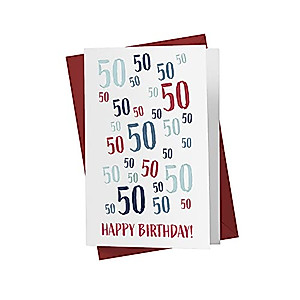 50th Birthday Card - Just A Number 50th Anniversary Card For Brother, Sister, Dad, Mom, Boyfriend, Grilfriend - 50 Years Old Birthday Card - Happy 50th Birthday Card - With Envelope