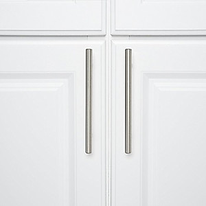 Amazon Basics Euro Bar Cabinet Handle (1/2-inch Diameter), 7.38-inch Length (5-inch Hole Center), Satin Nickel, 25-Pack