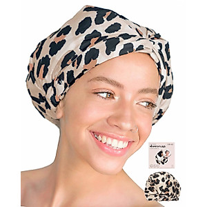 Kitsch Luxury Shower Cap for Women Waterproof - Reusable Shower Cap, Hair Cap for Shower, Waterproof Hair Shower Caps for Long Hair, Non-Slip Cute Shower Cap One Size, Chic Shower Bonnet - Leopard