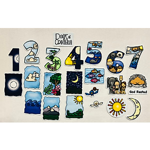 Days of Creation 23 PRECUT Felt Figures Bible Felt/Flannel Board Stories Story Plus Lesson Guide & Activity Coloring Pages