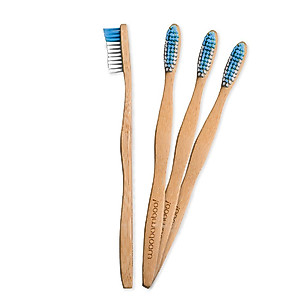 Woobamboo! Bamboo Toothbrush - Adult - Super Soft, BPA Free Nylon Bristles, Eco-Friendly, Plastic Negative, Biodegradable, Compostable, Vegan (Pack of 4)