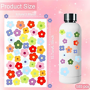 585 Pcs Mini Flower Stickers for Scrapbooking,Boho Tiny Stickers Small Cute Stickers Self-Adhesive Pastel Stickers Vinyl Flower Decals for Water Bottle, Laptop,Car,Cellphone Case,Arts Craft