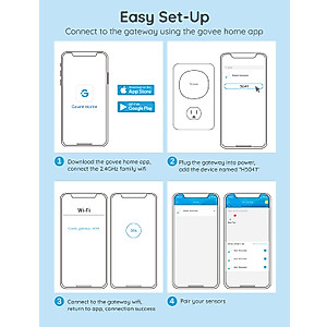 Govee WiFi Thermometer Hygrometer, Wireless Digital Indoor Temperature Gauge Humidity Monitor with App Alerts, for Home, Greenhouse, Basement, Pets, 3 Sensors and 1 Gateway (Supports 2.4G WiFi)