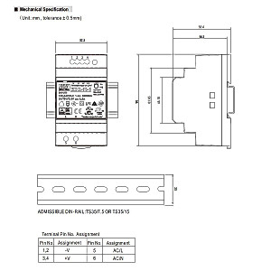Mean Well Din-Rail Power Supply 54W 12V 4,5A ; MeanWell HDR-60-12 ; Panel Mount