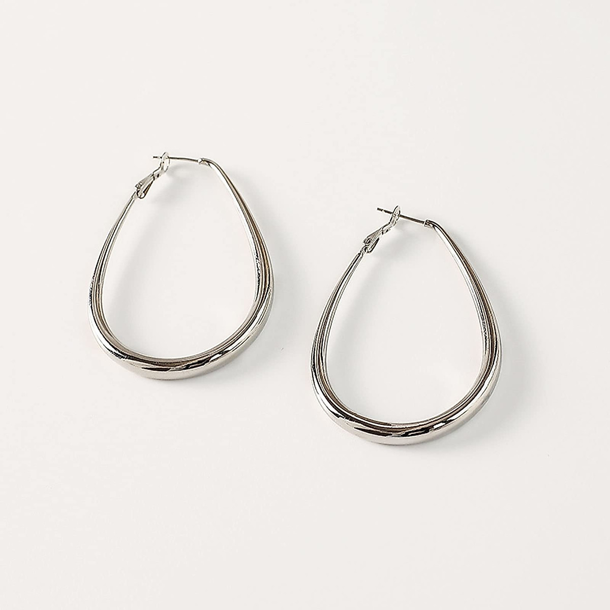 Herier Oval Hoop Earrings - Teardrop Hoops or Silver Hoop Earrings for Women, 14k Hoop Earrings & 925 Sterling Silver Earrings - Hypoallergenic & Lightweight
