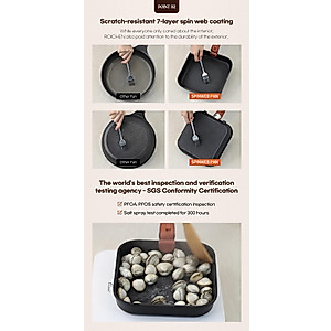 Roichen Spinweb Pan Set 5pcs, 22cm Frying pan + 22cm Deep pan + 26cm Frying pan + Multisize glass lid + Detachable handle. Cooking pan, Saute pan, Nonstick pan, Square pan, Baking pan