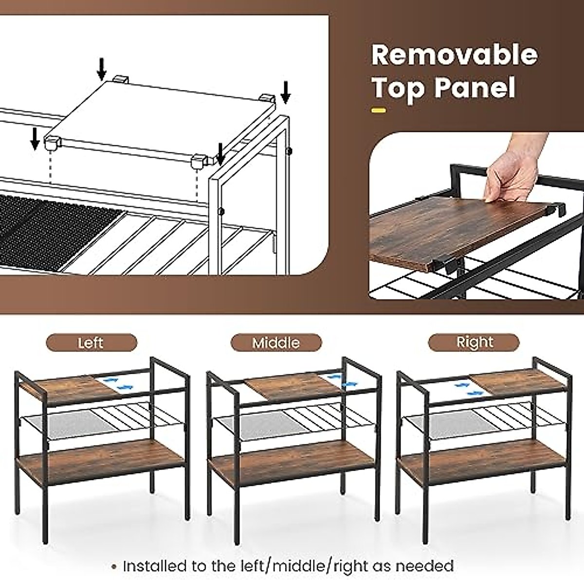 Giantex 3-Tier Console Table, 24" Industrial Sofa Table with Removable Mesh Beverage Can Rack & Magazine Rack, Multipurpose Entryway Table for Hallway, Foyer, Sofa Couch, Living Room, Kitchen