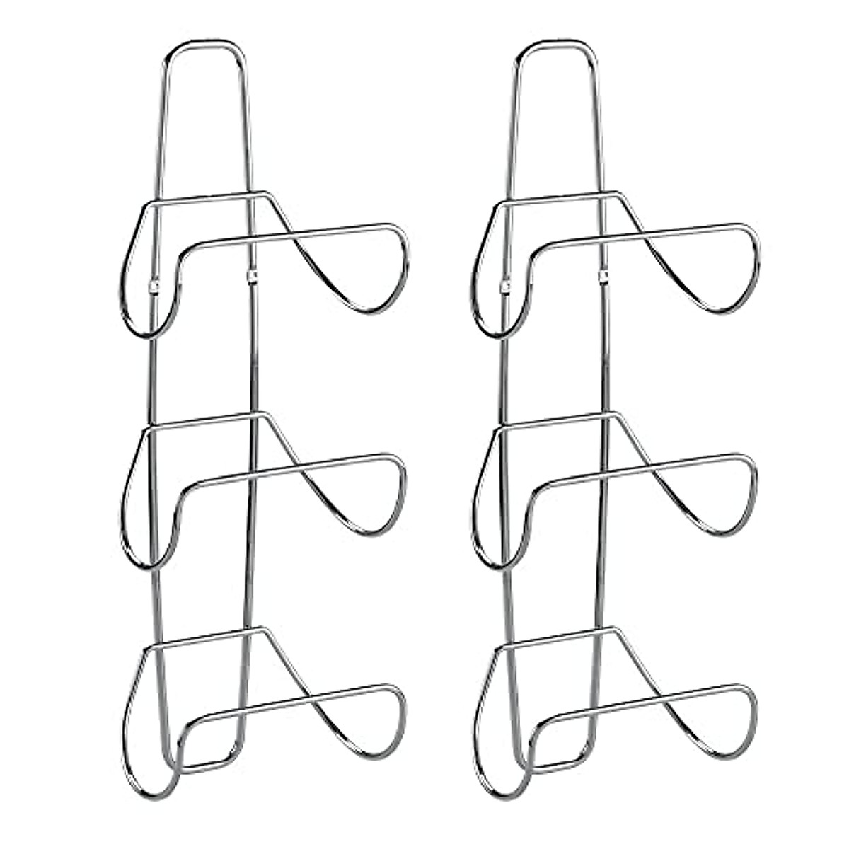 mDesign Metal Wall Mount 3 Level Bathroom Towel Rack Holder & Organizer - for Storage of Towels, Washcloths, Hand Towels, Robes - 2 Pack - Chrome