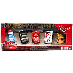 Disney Cars Toys Diecast Porto Corsa Race 5-Pack with Lightning McQueen, Raoul CaRoule, Lewis Hamilton, Shu Todoroki and Miguel Camino