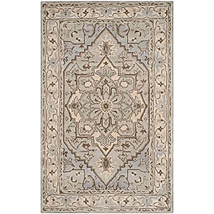 SAFAVIEH Heritage Collection Accent Rug - 4' x 6', Beige & Grey, Handmade Traditional Oriental Wool, Ideal for High Traffic Areas in Entryway, Living Room, Bedroom (HG866A)