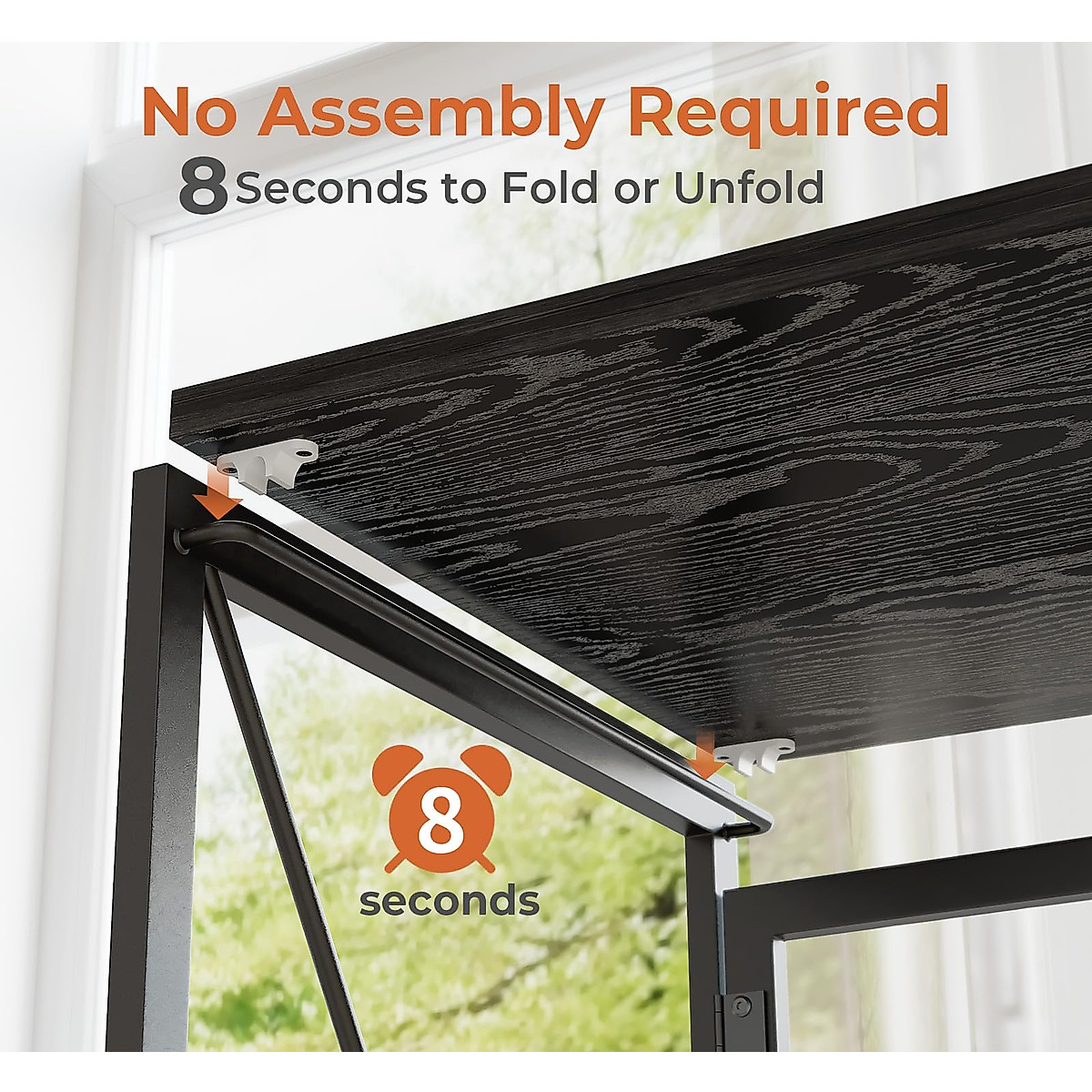 Coavas Small Folding Desk, No Assembly Required Computer Desks, 31.5 inch Spaces Saving Foldable Table for Bedroom, Home Office, Dorm, Apartment, Black Wood