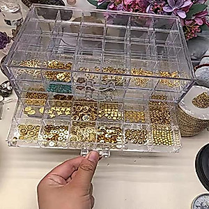 Feadily Acrylic Jewelry Organizer Box, Jewelry Drawer Organizer With 5 Drawers 120 Grids, Clear