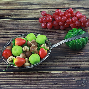 TENTA TENTA KITCHEN Stainless Steel Skimmer Strainer, Wire Skimmer with Spiral Mesh Bamboo Handle Spoon/Ladle for Spaetzle/Pasta/Chips (1pc M Size)