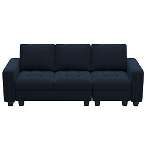 Belffin Velvet Modular Sofa Couch 3 Seater Sofa Couch for Living Room Blue