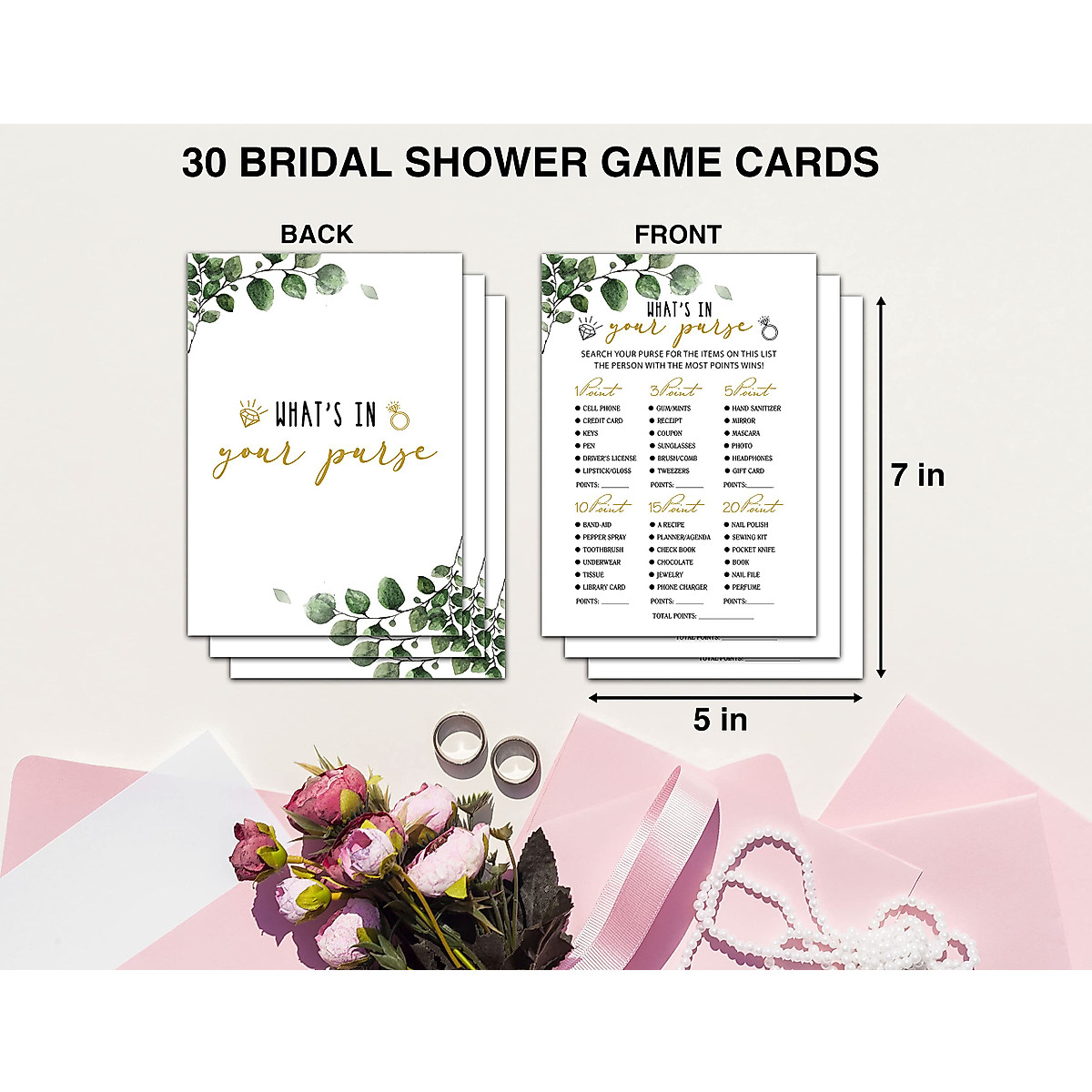 OZTEMETY Bridal Shower Games - Greenery Engagement Party Game Cards For Wedding, Bachelorette Party - Bridal Shower Decorations, 30 Cards(011)