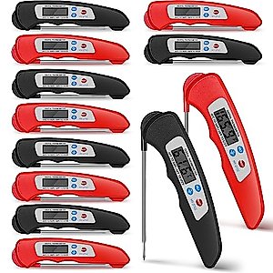 Xuhal 12 Pcs Digital Meat Thermometer Foldable Waterproof Kitchen Cooking Food Thermometer BBQ Candy Thermometer with Magnet Digital Food Probe for Cooking Kitchen Beef Accessories Kitchen Gadgets