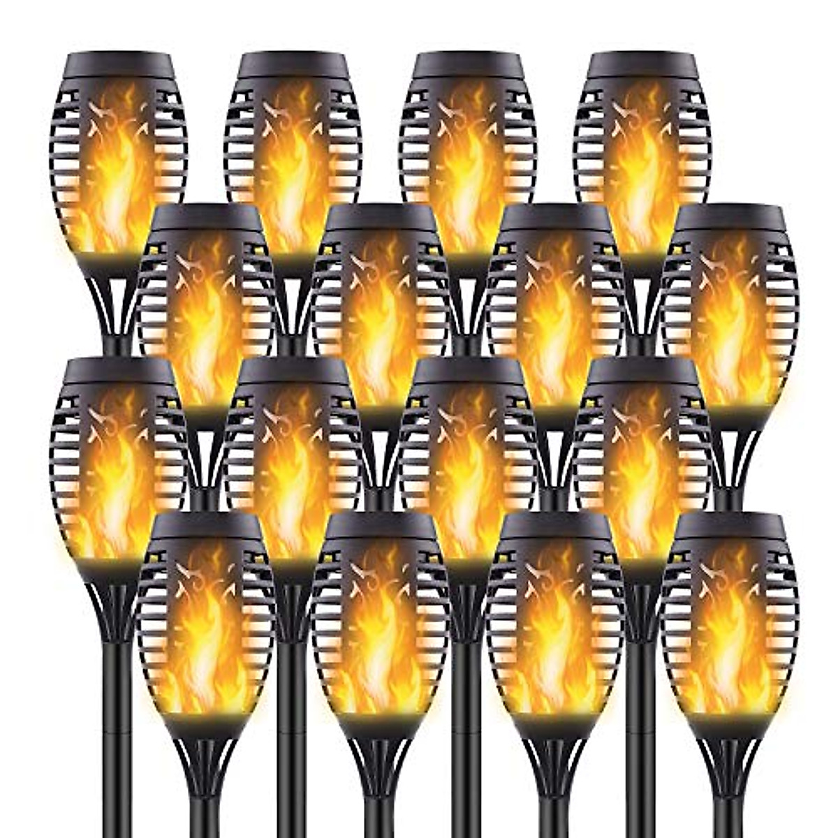 Permande 16 Pack Upgraded Solar Lights Outdoor, Mini Solar Torch Lights with Flickering Flames, Waterproof Landscape Decoration Dancing Flame Lights for Garden Pathway Yard, Auto On/Off Dusk to Dawn