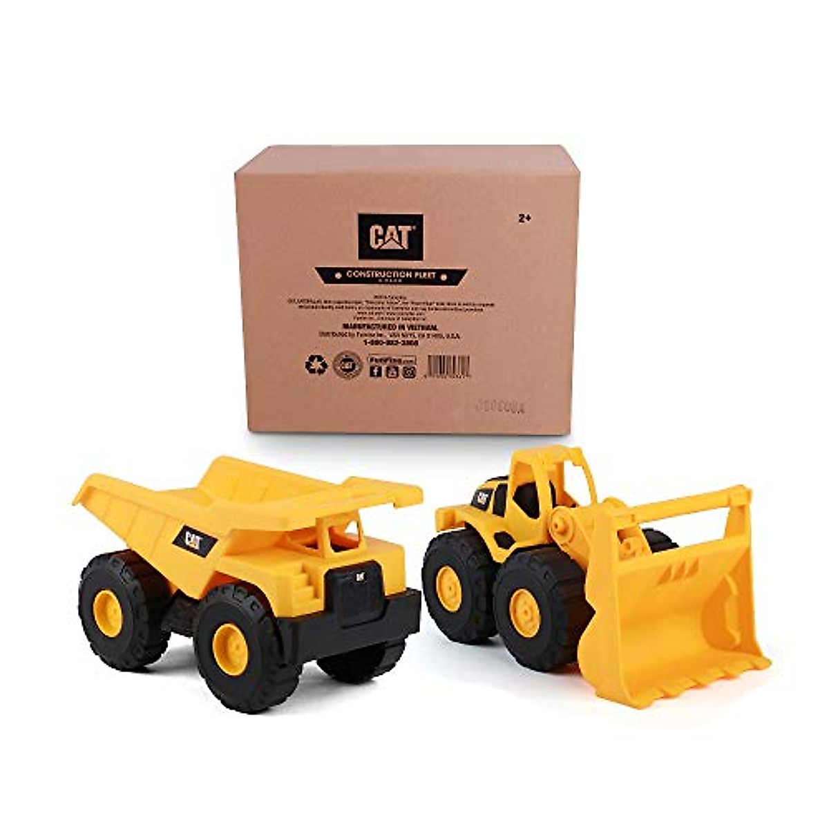 CAT Construction Toys, 2 Pack 7" Mini Crew Toy Trucks with Articulated Parts, Fun and Durable for Indoor/Outdoor Use, Ages 2+