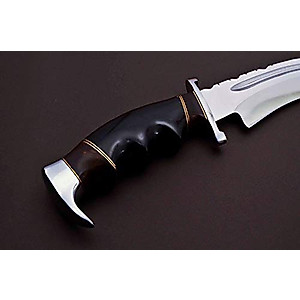 Handmade D2 Custom Steel Hunting Bowie Knife Fixed Blade with Leather Sheath 1089