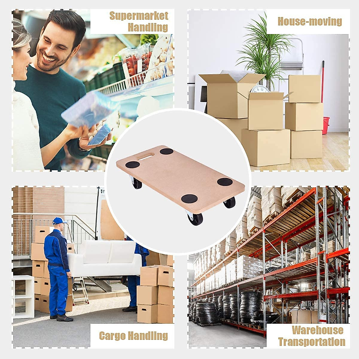 BOSEO Furniture Dolly, Securely Holds 500 Lbs Heavy Duty 4 Wheels Moving Dolly, Furniture Movers with Wheels for Piano Couch Fridge Heavy Items(23" x11.5" Platform)