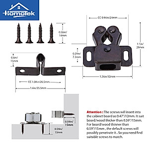 HOMOTEK 12 Pack Double Roller Cabinet Catches for Cupboard Closet,Dual Roller Cabinet Latches, Retro Cabinet Lock Cabinet Fastener, Cabinet Holder,Cabinet Clasp for Kitchen(Antique Copper)