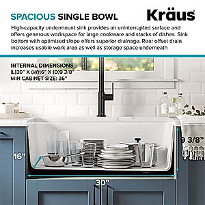 KRAUS Bellucci Workstation 32-inch Undermount Granite Composite Single Bowl Kitchen Sink in White with Accessories, KGUW1-33WH