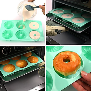 HUAKENER 2 Pcs Mini Bundt Cake Pan, 6-Cavity Fluted Tube Cake Pan, Non-stick Silicone Baking Mold for Cupcakes, Donuts, Cornbread, Brownies, Jellies