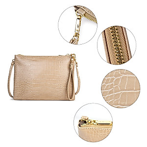 AMELIE GALANTI Small Crossbody Purse Bag For Women,Wristlet Clutch Handbag And Crossbody Wallet With Shoulder Strap For Cell Phone (Pattern-beige)