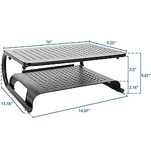 MOUNT-IT! 2 Tier Desk Organizer Riser | Computer Monitor Stand with Keyboard Storage Shelf for Desktops, Laptops, Printers, Home Office Space Saver (2 Shelves)