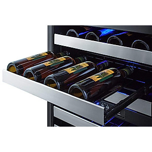 Summit Appliance ALWC532 24" Wide Built-In Wine Cellar, ADA Compliant; 46 Bottles; Automatic Defrost; Glass Door; Full-extension Shelving; Digital Control Panel; Interior Lighting