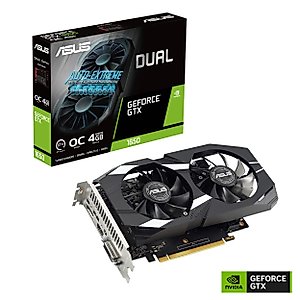 ASUS Dual GeForce® GTX 1650 V2 OC Edition 4GB GDDR6 (PCIE 3.0, 4GB GDDR6 memory, HDMI 2.0b, DisplayPort 1.4a, DVI-D, IP5X Dust Resistant, Auto-Extreme)