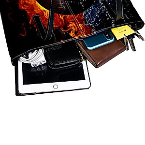 Women's Large Size Canvas Shoulder Bag Hobo Crossbody Handbag Casual Tote, Vinyl Music Art Water Fire