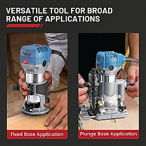 Wood Router Combo Kit, Enhulk 6.5-AMP 1.25HP Trim Router Fixed Base & Plunge Router for Woodworking, 6 Speeds to 32000 RPM, Kit with Roller Guide, Edge Guide and Dust Hood…