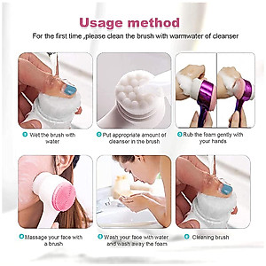 Facial Cleansing Brush 2 in 1Double-Sided Facial Cleaning Brush with Soft Bristles for Deep Pore Exfoliation, Wash Makeup, Massaging (Gold)
