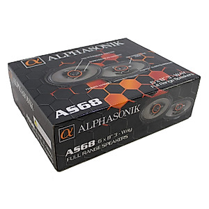 Alphasonik AS68 6x8 inch 350 Watts Max 3-Way Car Audio Full Range Coaxial Speakers with Universal Mounting Holes for Easy Installation