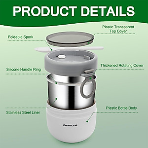 OAMCEG 2 Pack Overnight Oats Containers with Lids - 20 OZ Yogurt Cups Stainless Steel Inside Overnight Oats Jars with Spoon, Insulated Food Jars Portable Oatmeal Container Breakfast On The Go Cups