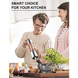 Gulex® Salt and Pepper Grinder Set, 2 in 1 Salt Mill and Pepper Mill with 5 Level Adjustable Coarseness, Stainless Steel Salt and Pepper Grinder Refillable for Kitchen (2 in 1)