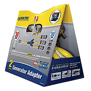 Voltec 04-00214 2ft 10/4 & 10/3 L14-30P Generator"W" Adapter w/E-Zee Lock & (3X) 5-20R Lighted Receptacles