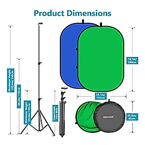 NEEWER 5x7ft/1.5x2m Chromakey Green Screen Blue Green 2 in 1 Double Sided Pop Up Collapsible Backdrop with Support Stand, Foldable Panel for Photo and Video Shooting, Live Streaming, Gaming