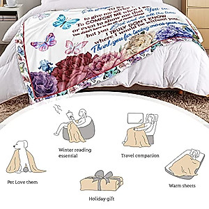 to My Bonus Mom Blanket Gifts from Daughter Son Thank You Mom Blanket Presents Floral Butterfly Fleece Soft Throw Blankets Mothers Day Christmas Birthday Gifts for Bonus Mom Couch Bed 50 * 60 Inch