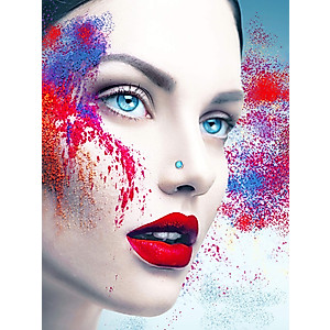 JOVITEC 16 Pieces Nose Stud for Women 20 g Nose Ring Set Bone Nose Studs l Shaped Surgical Stainless Steel Cartilage Tragus Piercing Rose Gold Ball Sapphire Labret Jewelry