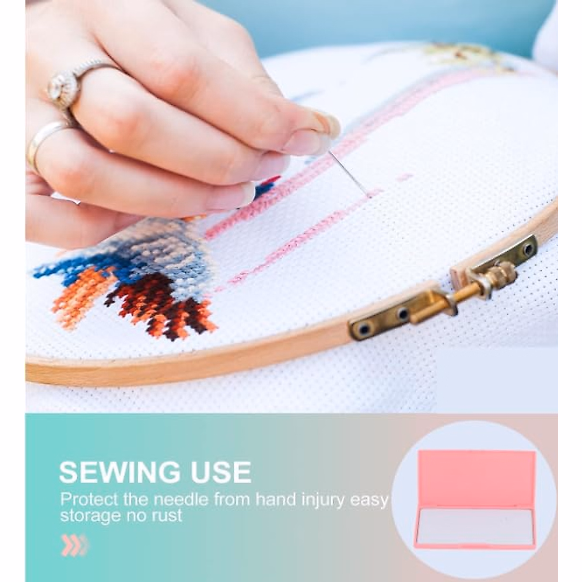 Magnetic Needle Storage Case, Rectangle Magnetic Needle Keeper Cross Stitch Sewing Knitting Pin Holder Case Organizer Container Tool