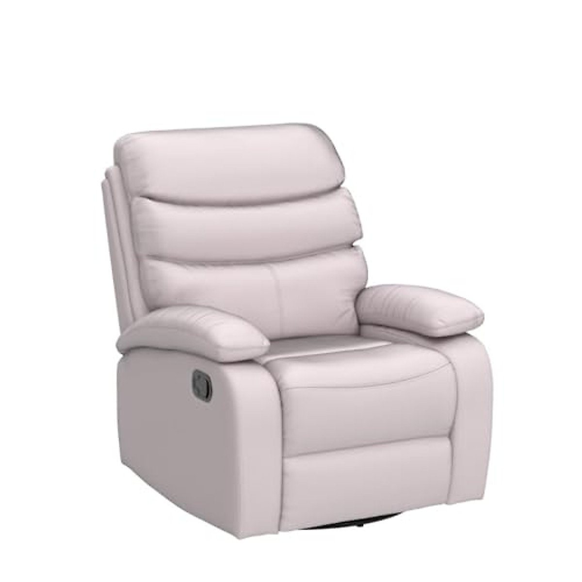 GNMLP2020 Swivel Rocking Recliner Chair, Manual Recliner Chair with Cell Phone Holder, PU Leather Small Rock Recliner Easy to Operate Reclining for Living Room, Nursery, Beige