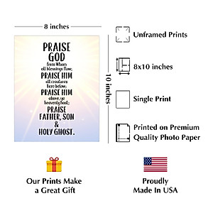 Praise God-Christian Wall Art, This Inspirational Hymn Music Christian Wall Decor Print Is A Classic Hymnal Wall Decorations for Living Room, Office Decorations, & Church Wall Decor! Unframed-8 x10"