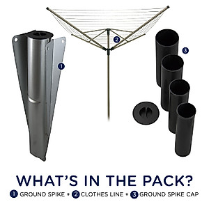 Strata Heavy Duty Rotary Outdoor Drying Rack - 194 Feet Umbrella Clothesline Outdoor Dryer, Light Weight Aluminum Frame Outside Clothes Drying Rack, Sahara Beige